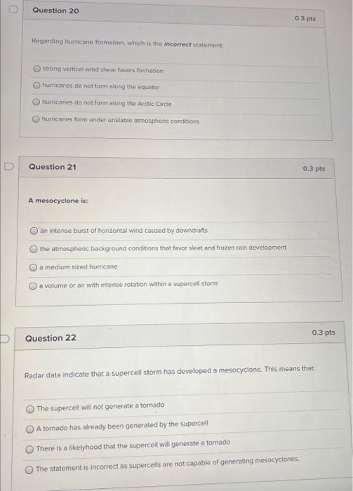 Solved Regarding hurricane formation, which is the incorrect | Chegg.com