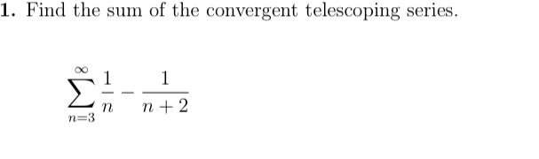 Solved Find the sum of the convergent telescoping | Chegg.com