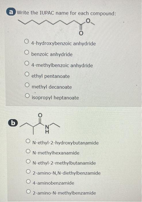 Solved Write the IUPAC name for each compound: | Chegg.com