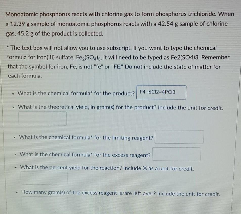 Solved Monoatomic phosphorus reacts with chlorine gas to | Chegg.com