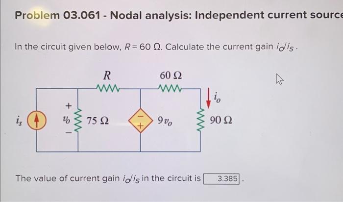 Solved Problem 03.061 - Nodal analysis: Independent current | Chegg.com