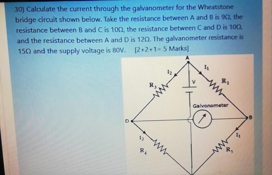 Solved 30 Calculate The Current Through The Galvanometer