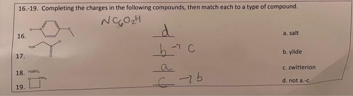 Solved 16.-19. Completing the charges in the following | Chegg.com