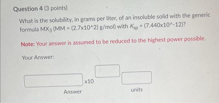 Solved What is the solubility, in grams per liter, of an | Chegg.com