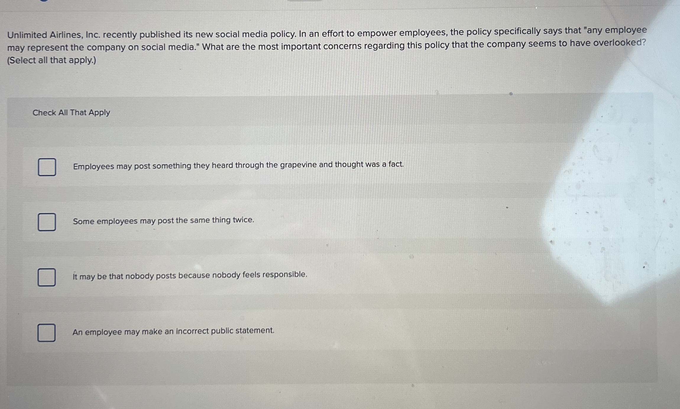 Solved Unlimited Airlines, Inc. recently published its new | Chegg.com