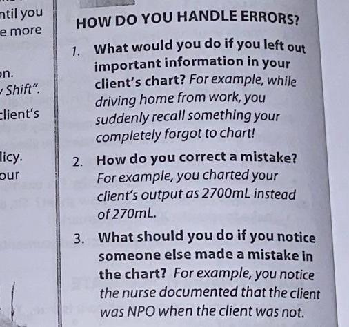 Solved HOW DO YOU HANDLE ERRORS? 1. What would you do if you | Chegg.com