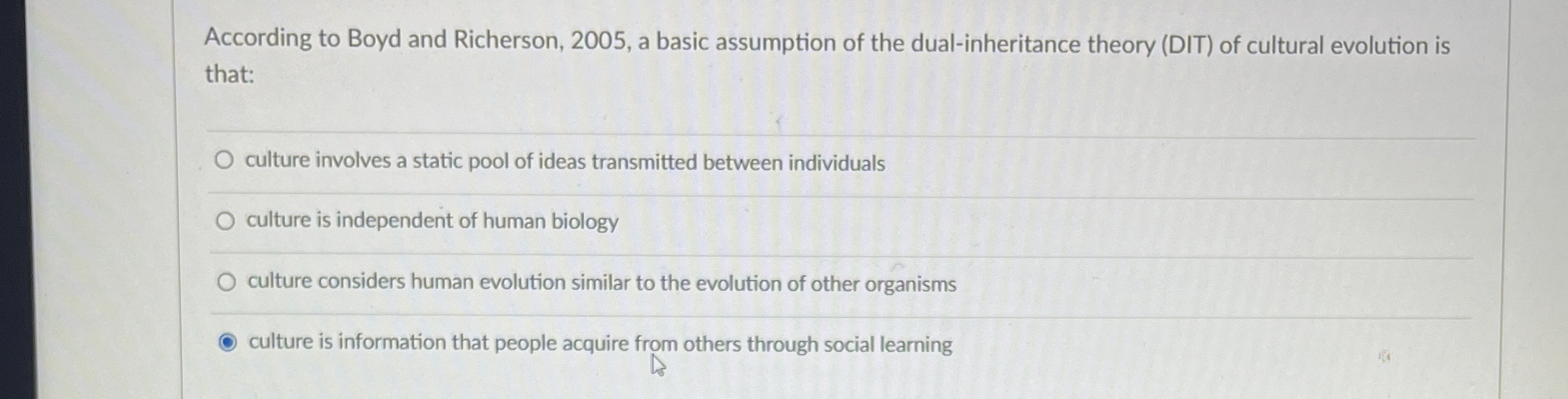 Solved According to Boyd and Richerson, 2005, ﻿a basic | Chegg.com