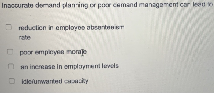 Solved Inaccurate demand planning or poor demand management | Chegg.com