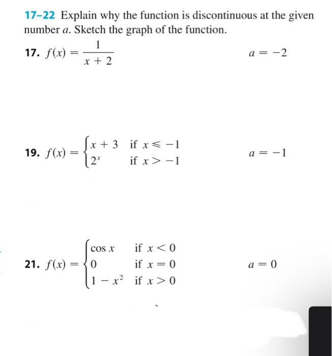 Solved 17-22 Explain why the function is discontinuous at | Chegg.com