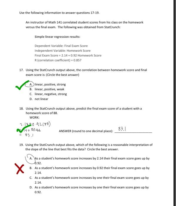 Solved Use the following information to answer questions | Chegg.com