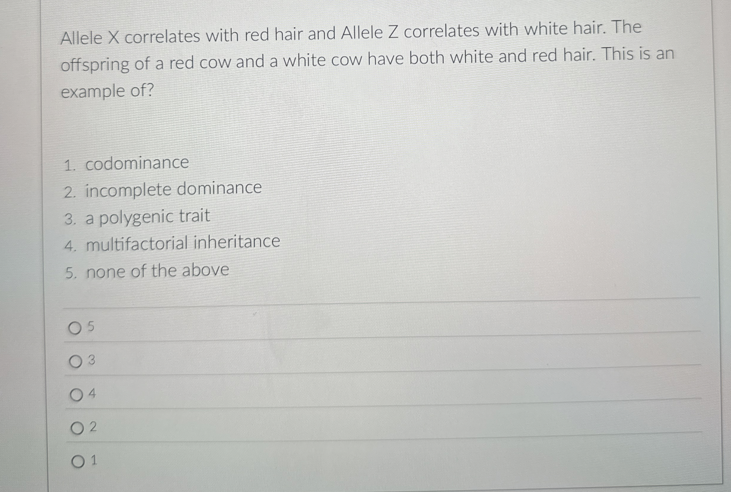 Solved Allele X correlates with red hair and Allele Z | Chegg.com