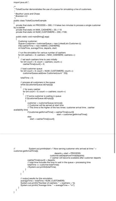 Solved Q4 (10): Please run the ticket counter simulation | Chegg.com