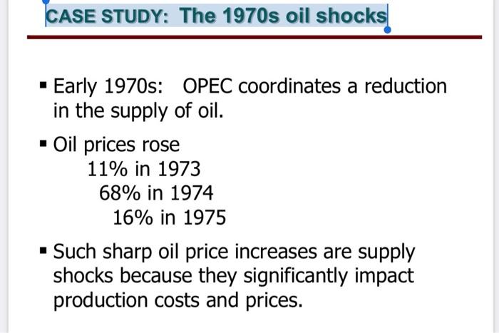 Solved CASE STUDY: The 1970s oil shocks • Early 1970s: OPEC | Chegg.com