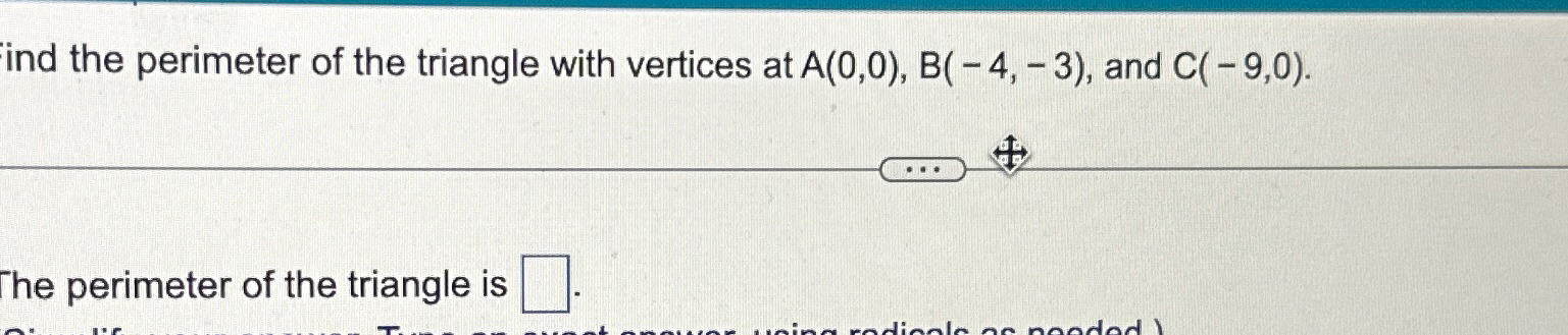 Solved ind the perimeter of the triangle with vertices at | Chegg.com