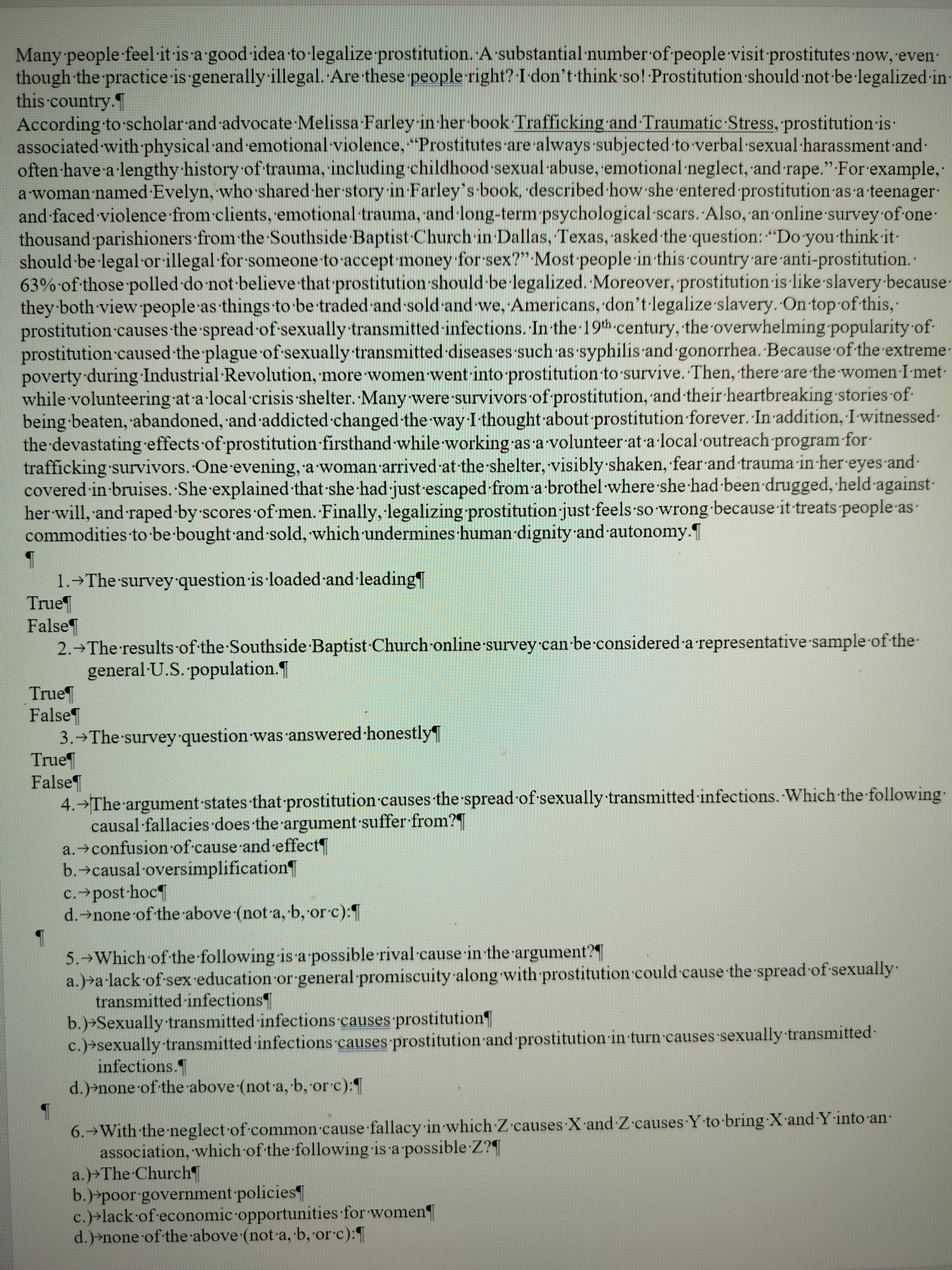 Solved 1.) ﻿The survey question is loaded and leading True | Chegg.com