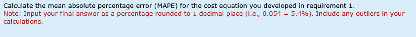 Solved Calculate the mean absolute percentage error (MAPE) | Chegg.com