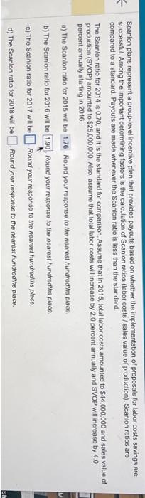 Solved Scanion plans represent a group-level incentive plan | Chegg.com