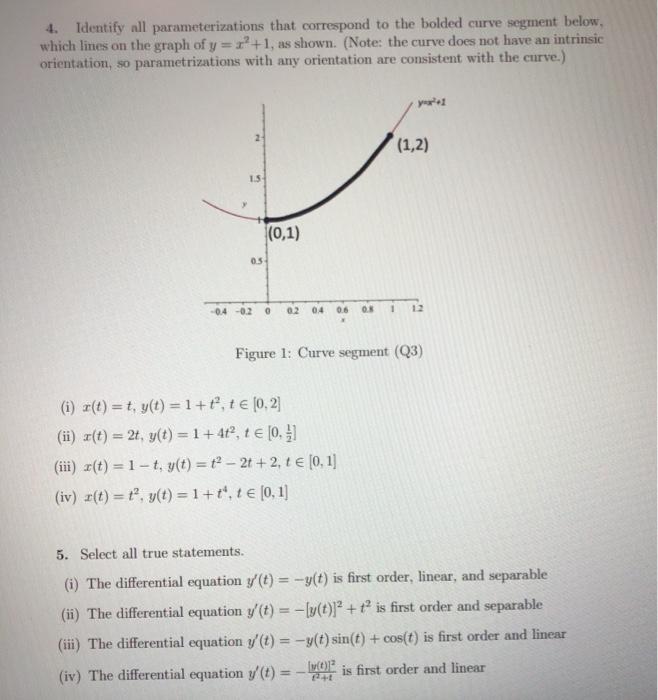 Solved 4. Identify all parameterizations that correspond to | Chegg.com