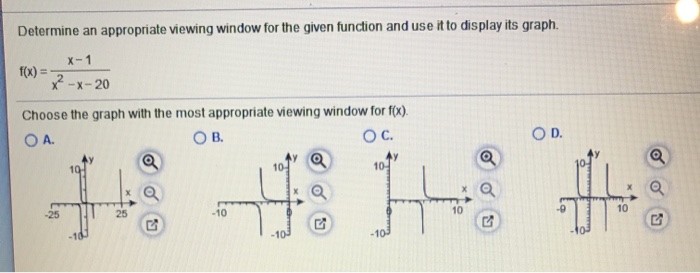 Solved Determine an appropriate viewing window for the given | Chegg.com