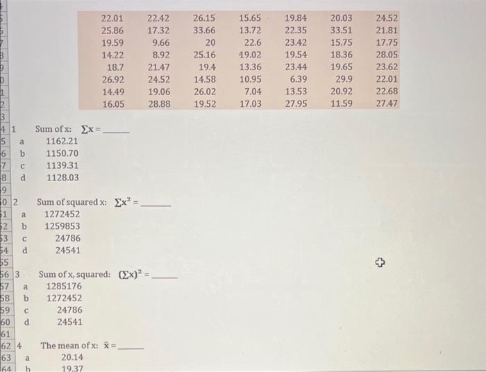 Solved 1 a b c d Sum of | Chegg.com