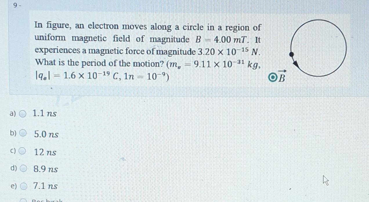 Solved In figure, an electron moves along a circle in a | Chegg.com