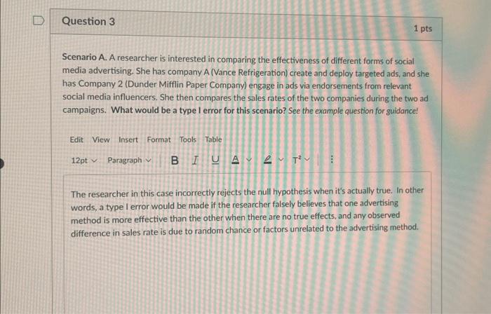 Solved Scenario A. A researcher is interested in comparing | Chegg.com
