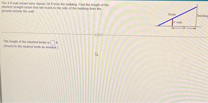 Solved The 4−ft wall shown here stands 28f from the | Chegg.com