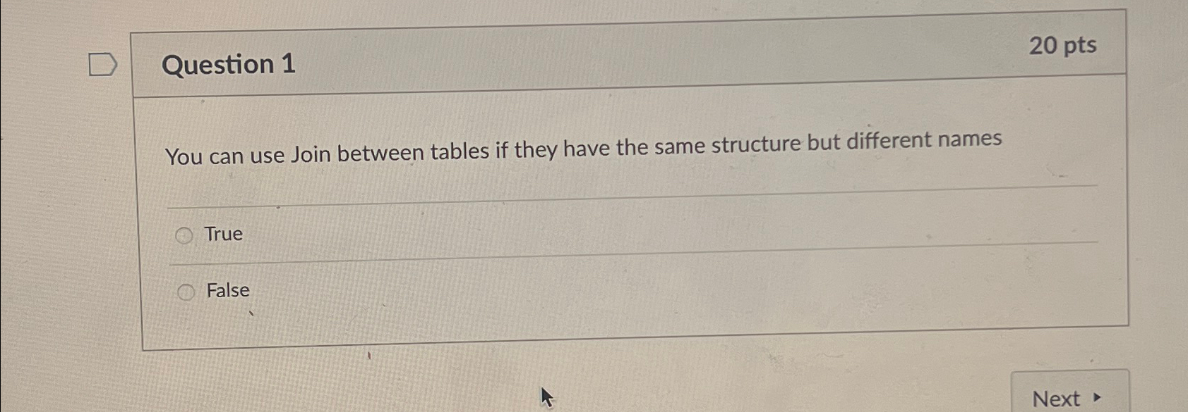 Solved Question 120 ﻿ptsYou can use Join between tables if | Chegg.com