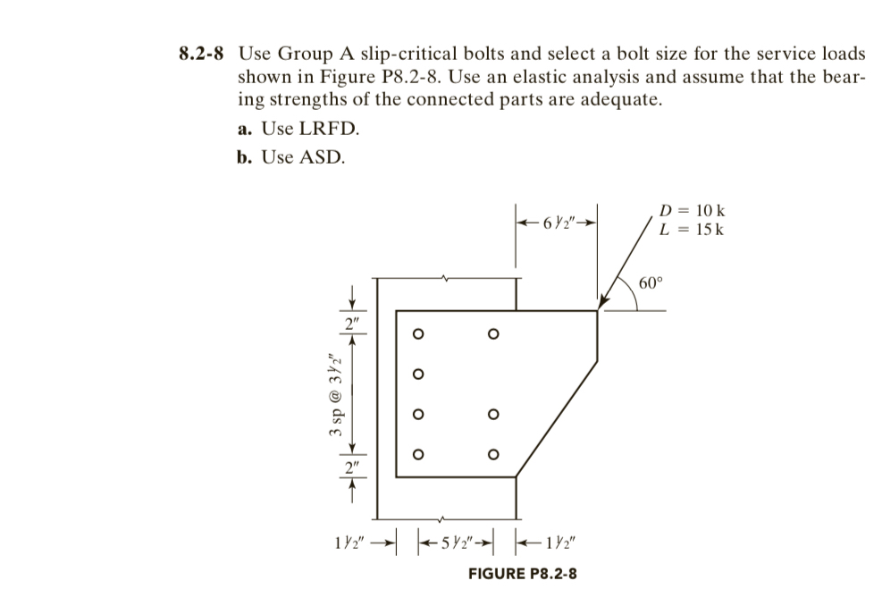 8.2-8 ﻿Use Group A slip-critical bolts and select a | Chegg.com
