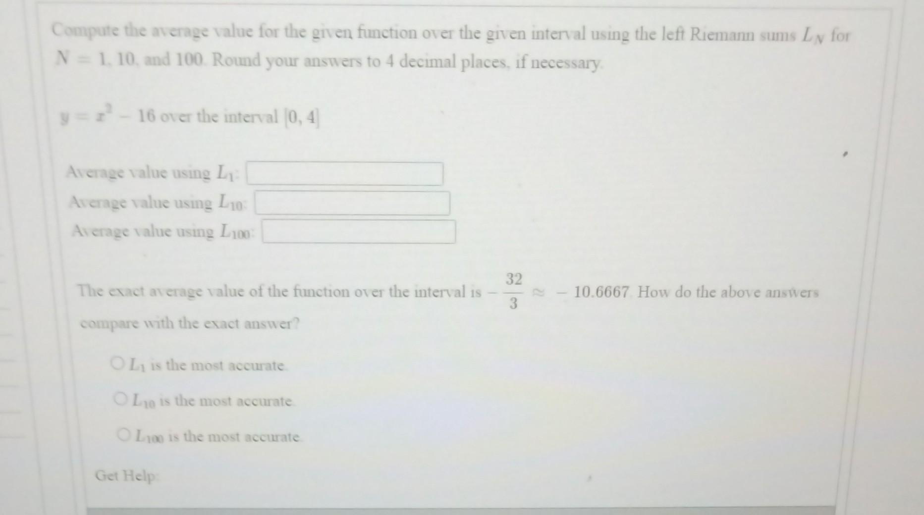 Solved Compute the average value for the given function over | Chegg.com