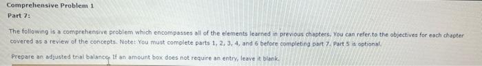 Comprehensive Problem 1 Part 7: The following is a | Chegg.com