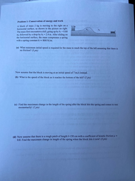 Solved Problem 1: Conservation of energy and work A block of | Chegg.com