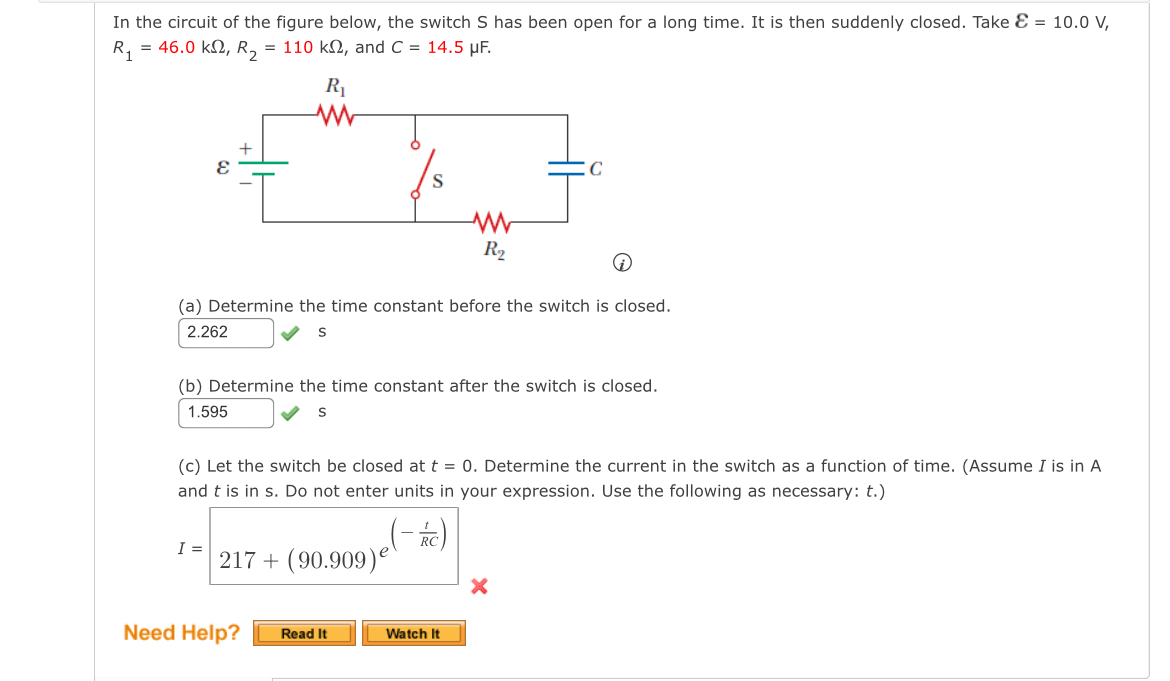 Solved In the circuit of the figure below, the switch S ﻿has | Chegg.com