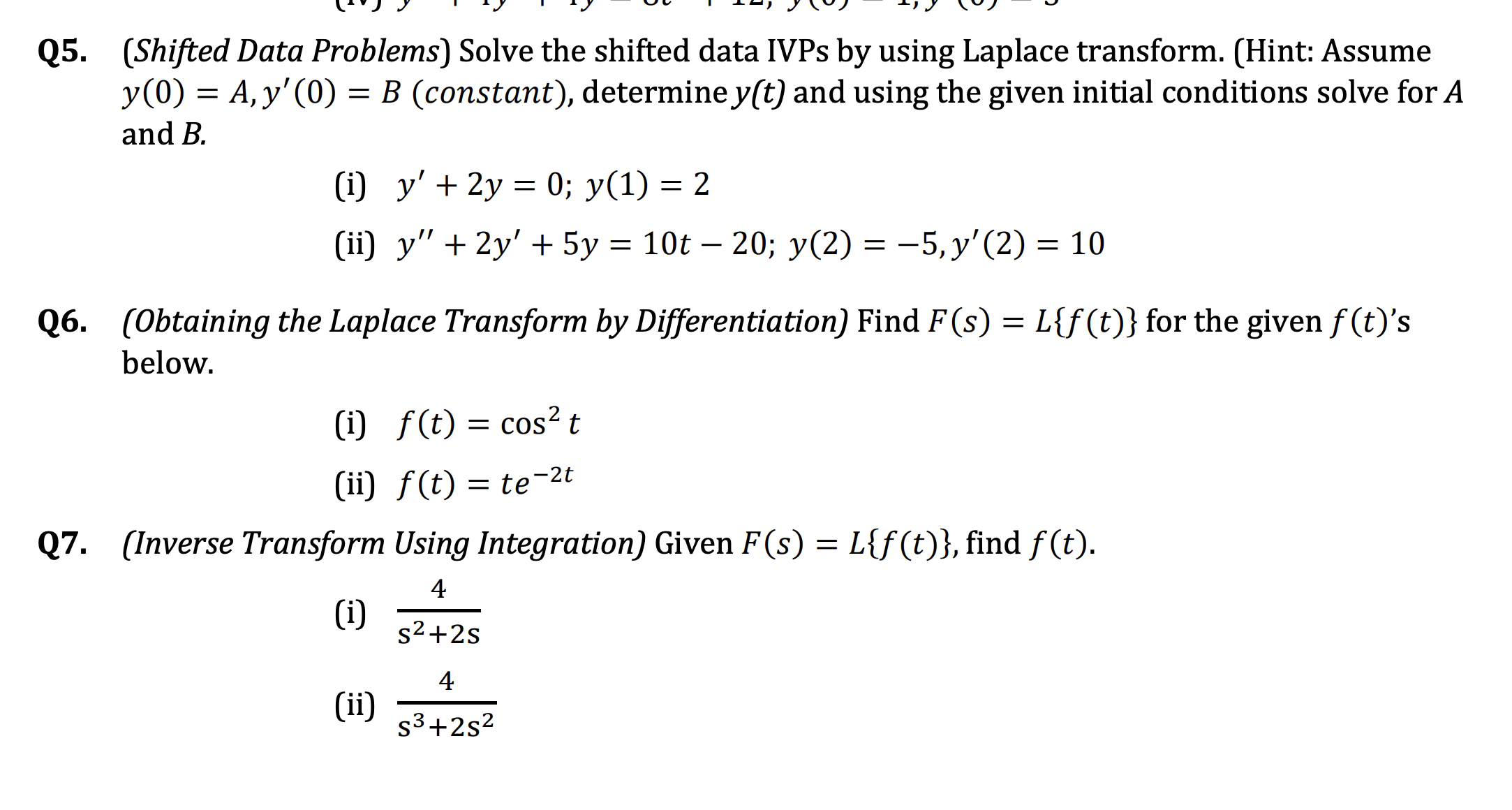 Q5. (Shifted Data Problems) Solve the shifted data | Chegg.com Q5. (Shifted Data Problems) Solve the shifted data | Chegg.com