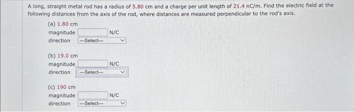 Solved A long, straight metal rod has a radius of 5.80 cm | Chegg.com