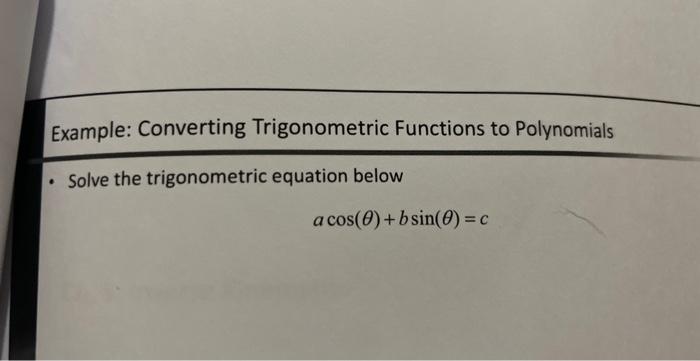 Solved Example: Converting Trigonometric Functions to | Chegg.com