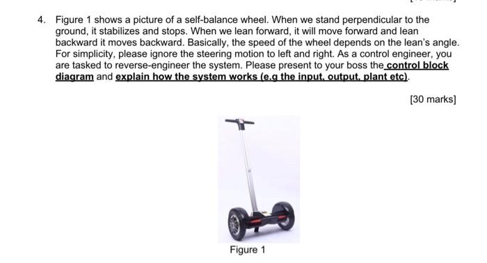 Solved 4. Figure 1 shows a picture of a self-balance wheel. | Chegg.com