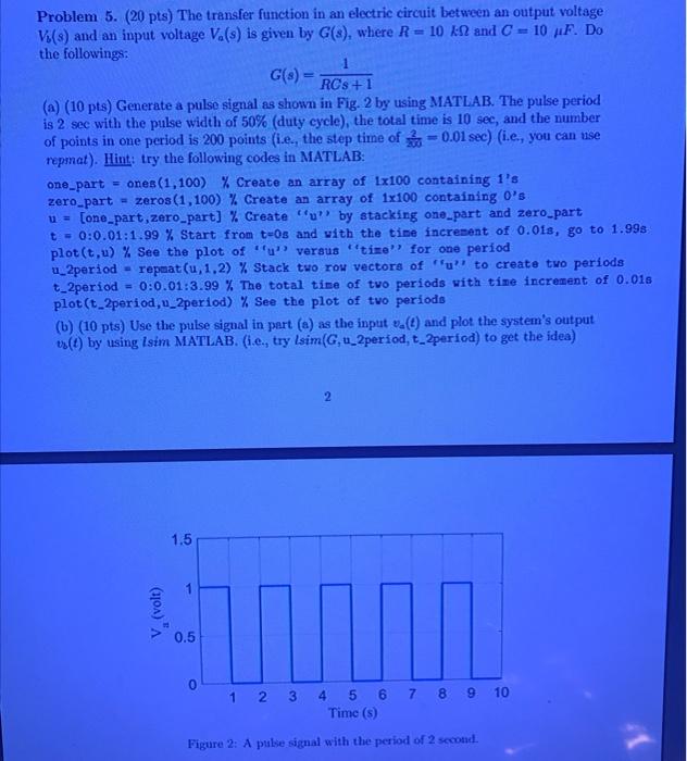 Problem 5. ( 20pts) The transfer function in an | Chegg.com