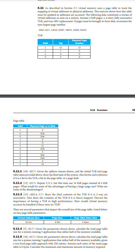Page table5.11.1 [10] ﻿Given the address stream | Chegg.com