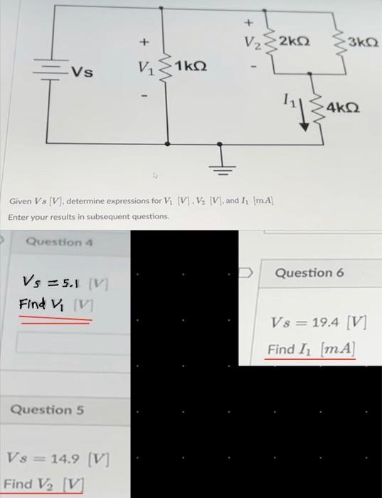 Solved Given Vs[V], determine expressions for V1[V],V2[V], | Chegg.com