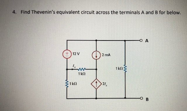 Solved Find Thevenin's equivalent circuit across the | Chegg.com