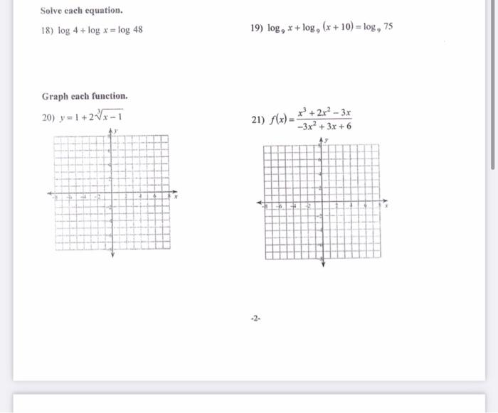 Solved Solve each equation. 18) log 4 + log x= log 48 19) | Chegg.com