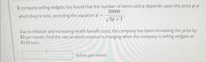 Solved A company selling widgets has found that the number | Chegg.com