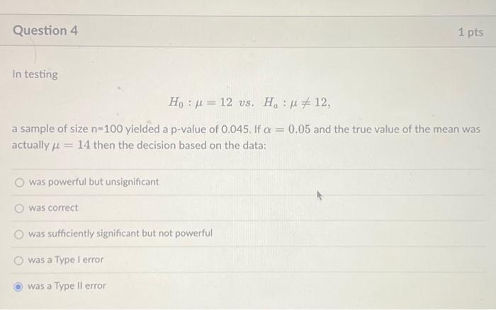 Solved \\[ H_{0}: \\mu=12 \\text { vs. } H_{a}: \\mu \\neq | Chegg.com