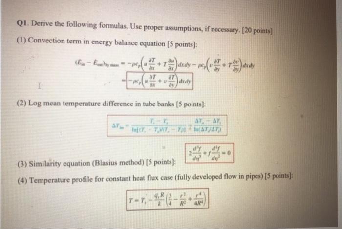 Solved Q1. Derive the following formulas. Use proper | Chegg.com