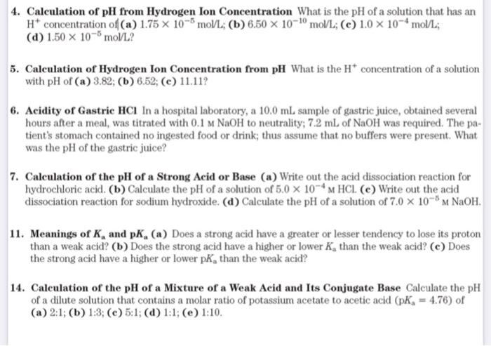 Solved 4. Calculation of pH from Hydrogen Ion Concentration | Chegg.com
