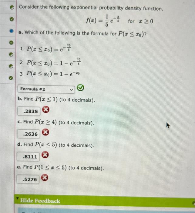 Solved Consider the following exponential probability | Chegg.com