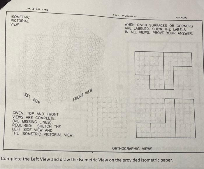 complete the left view and draw the isometric view on | Chegg.com