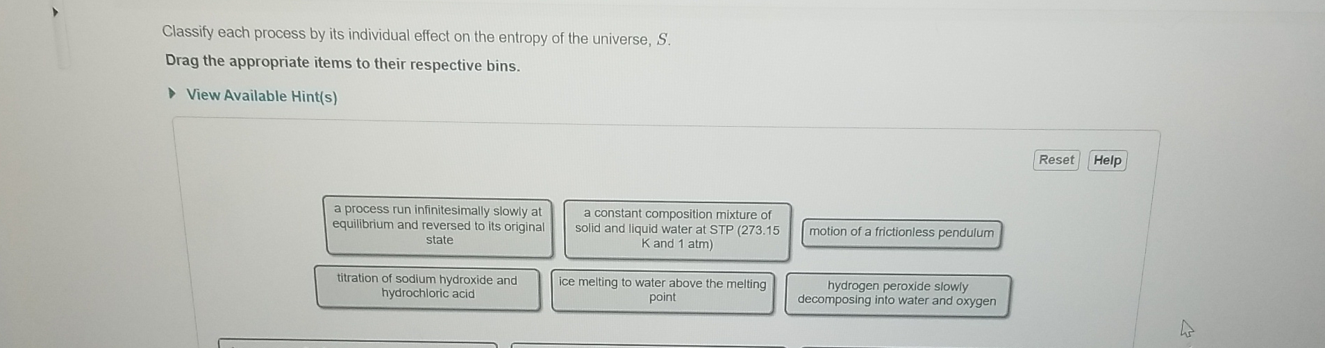 Solved Classify each process by its individual effect on the | Chegg.com