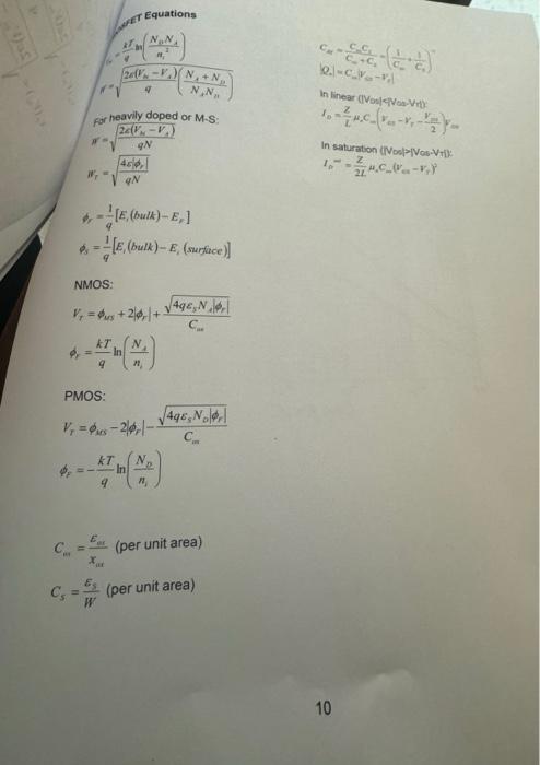 Solved 1. Consider an n-channel enhancement mode MOSFET | Chegg.com